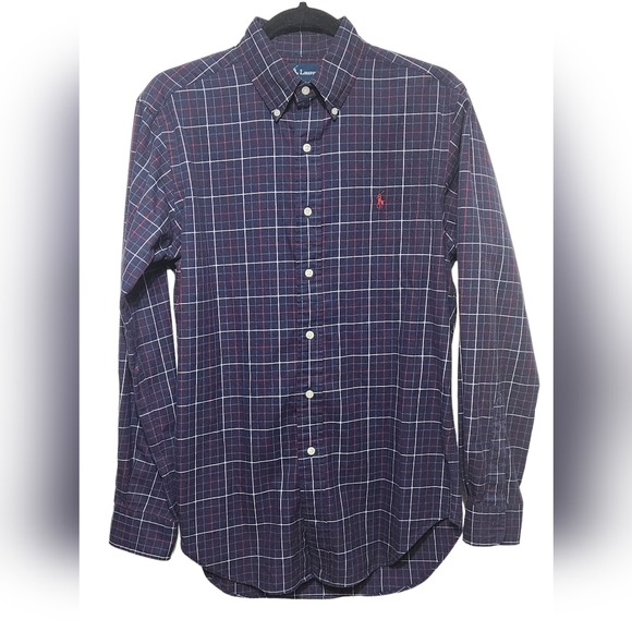 Ralph Lauren | Shirts | Ralph Lauren Mens Button Down Shirt S Red Blue Red Plaid Long Sleeve 0 ...